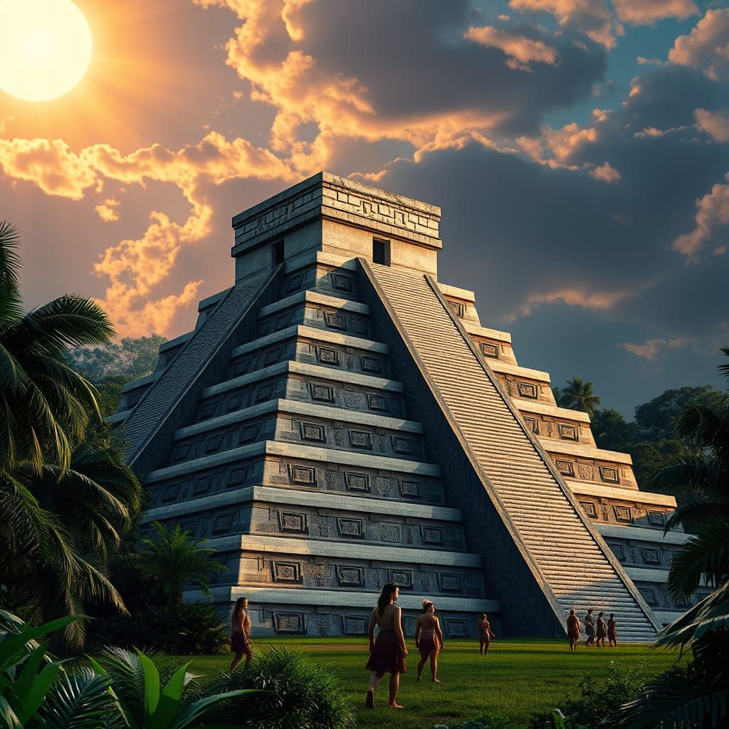 Majestic Mesoamerican Pyramid Temple Blends Aztec ... - AI Art
