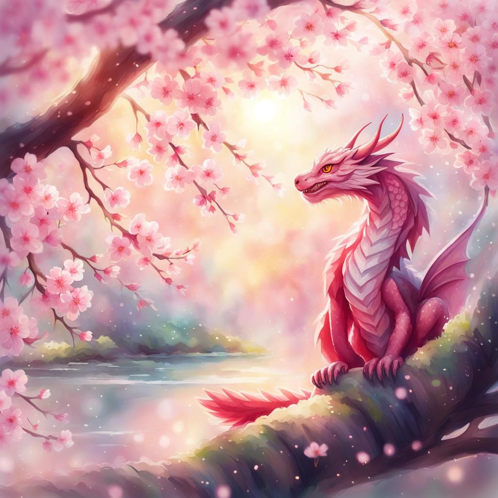 Cherry Blossom Dragon. - AI Generated Artwork - NightCafe Creator