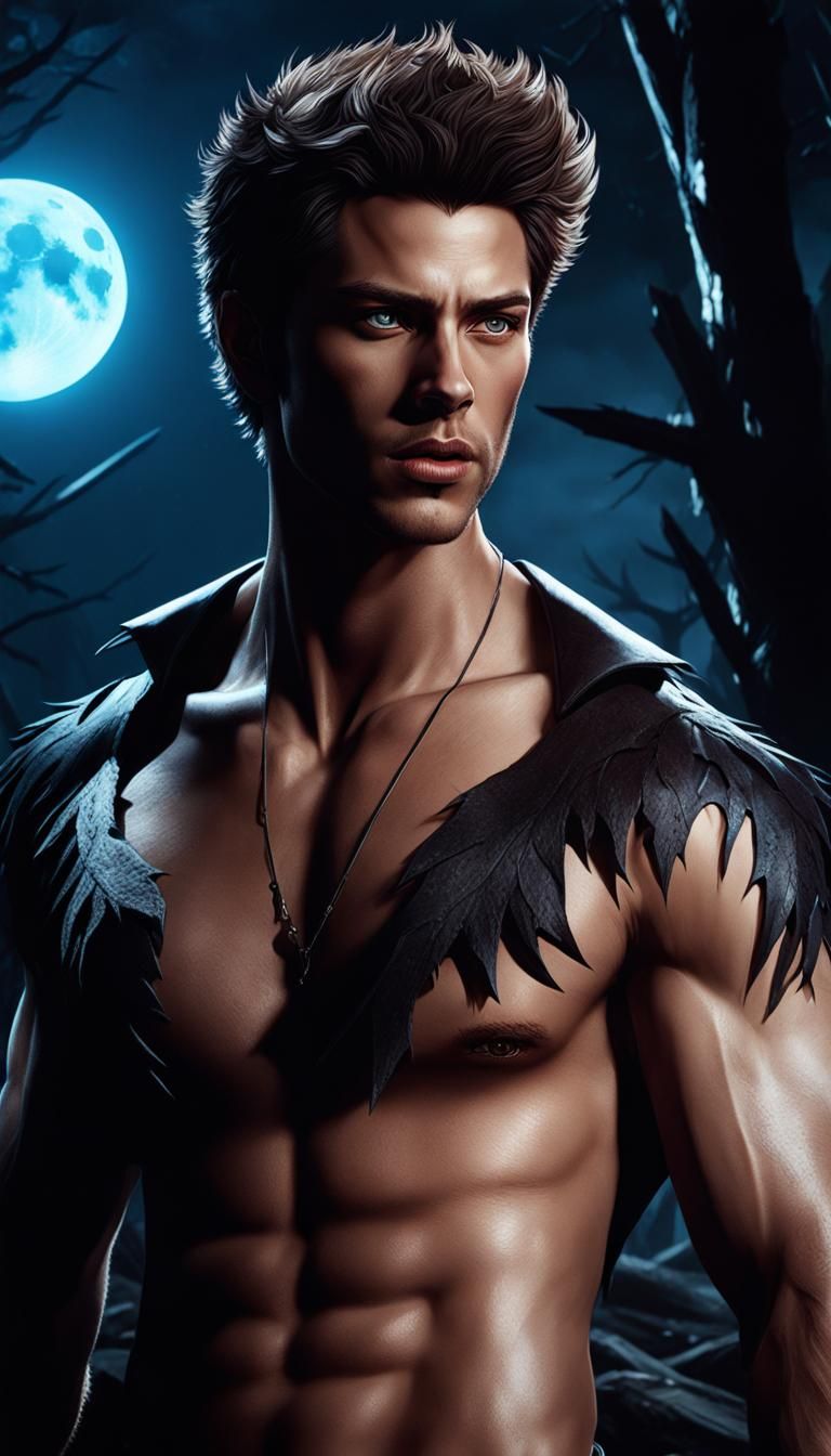 Werewolf-Human Lunar Transformation Portrait - AI Generated Artwork ...