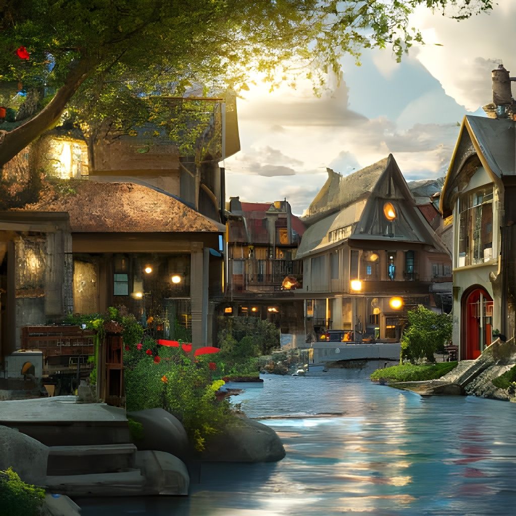 Village on the Canal - AI Generated Artwork - NightCafe Creator