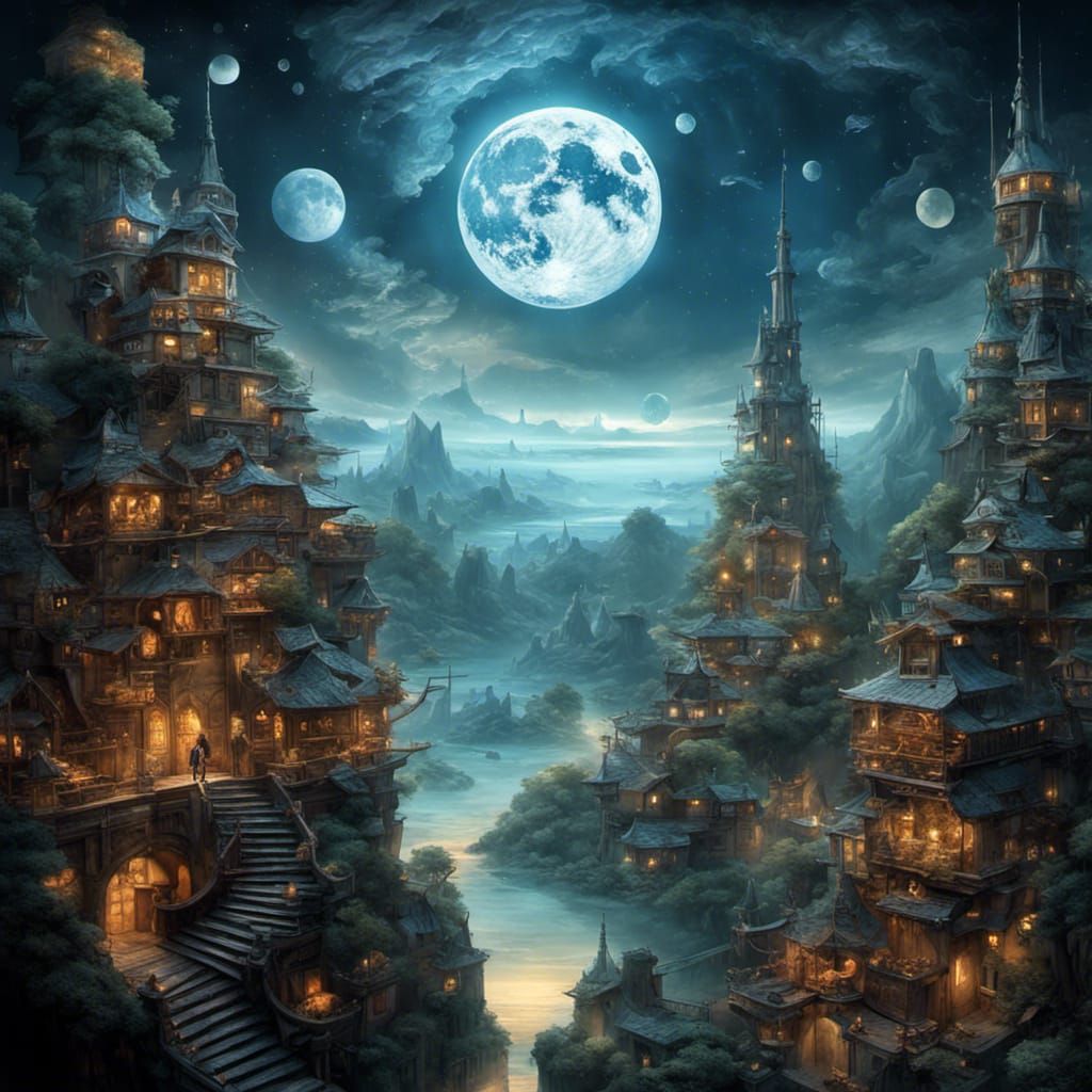 Way Too Many Moons - AI Generated Artwork - NightCafe Creator