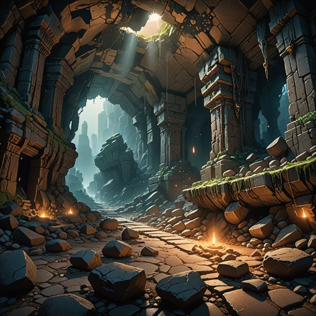Ancient, Forgotten Cavern Unveils Mystical Secrets - AI Art