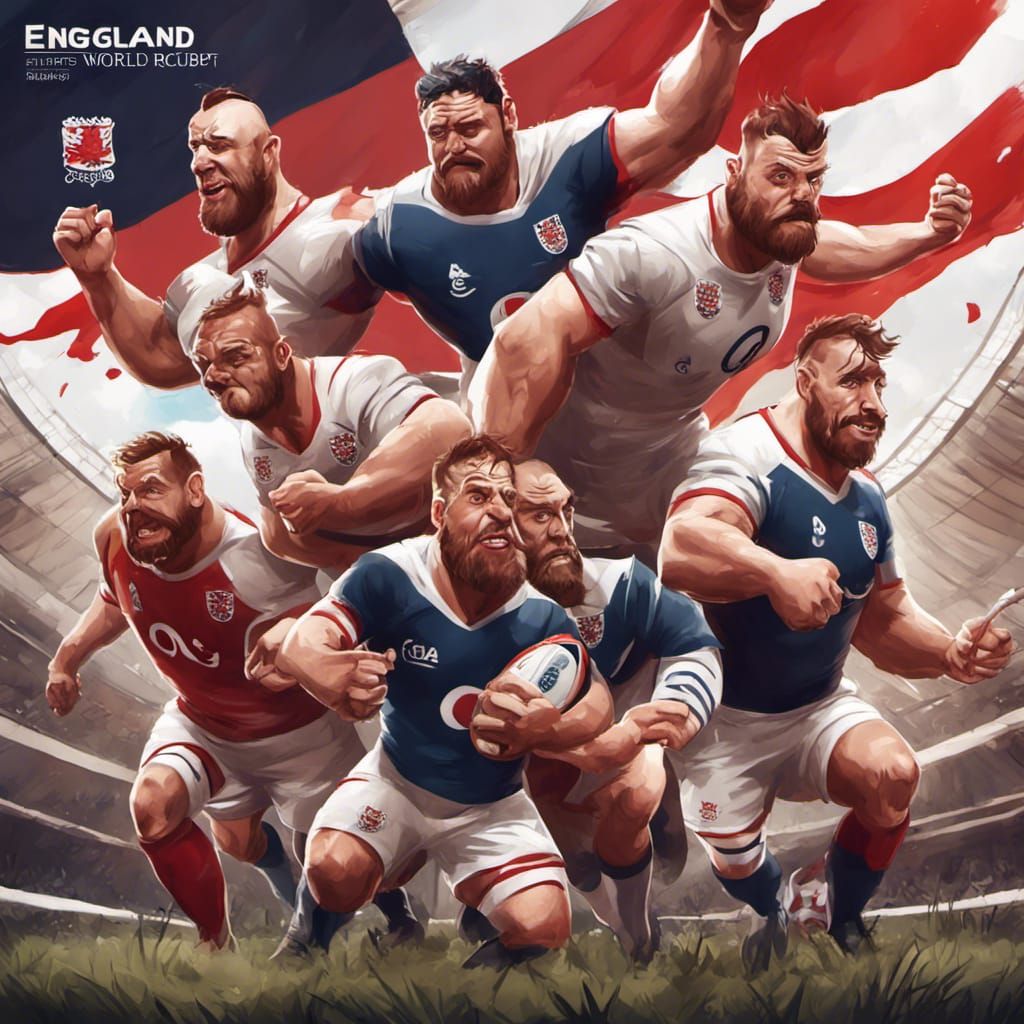 England World Cup rugby team cartoon picture for t-shirt - AI Generated ...