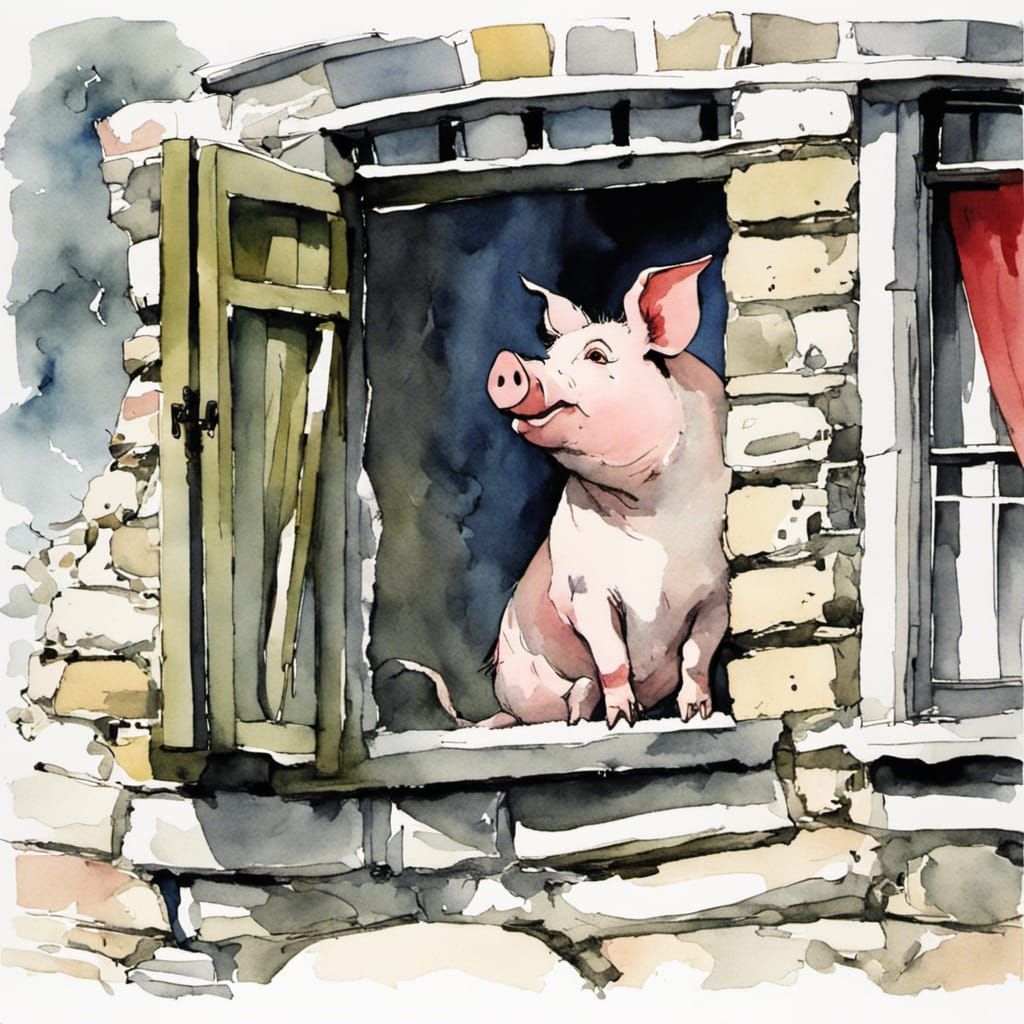 A pig at the window - AI Generated Artwork - NightCafe Creator