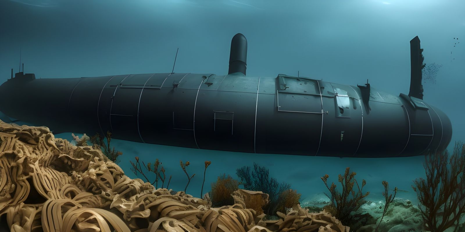 A Russian Akula Class Submarine, underwater, sea life, kelp, Unreal ...