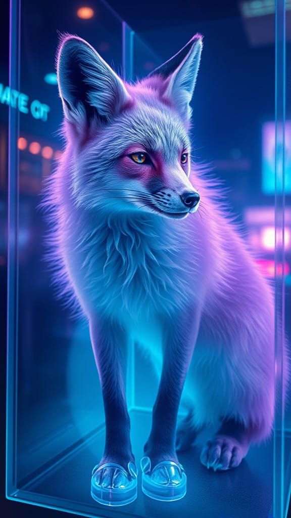 Futuristic Obsessive Lavender Fox CYBERPUNK Hologr... - AI Art