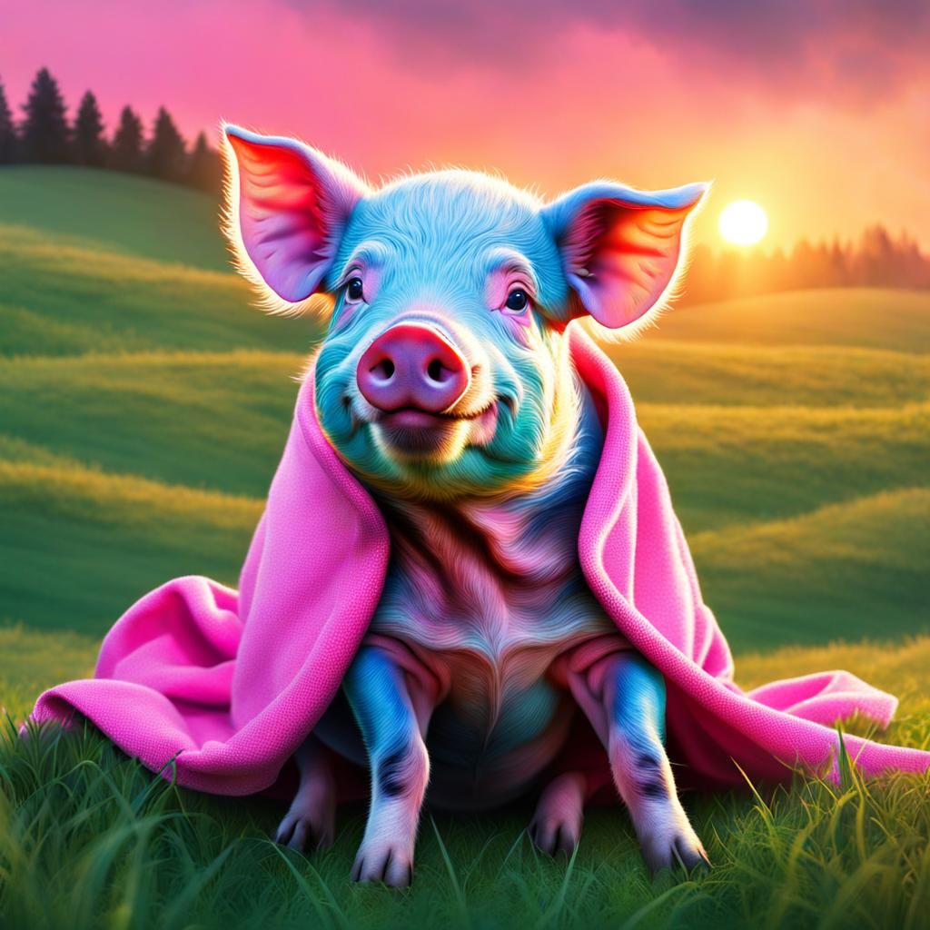 Pig with blanket - AI Generated Artwork - NightCafe Creator