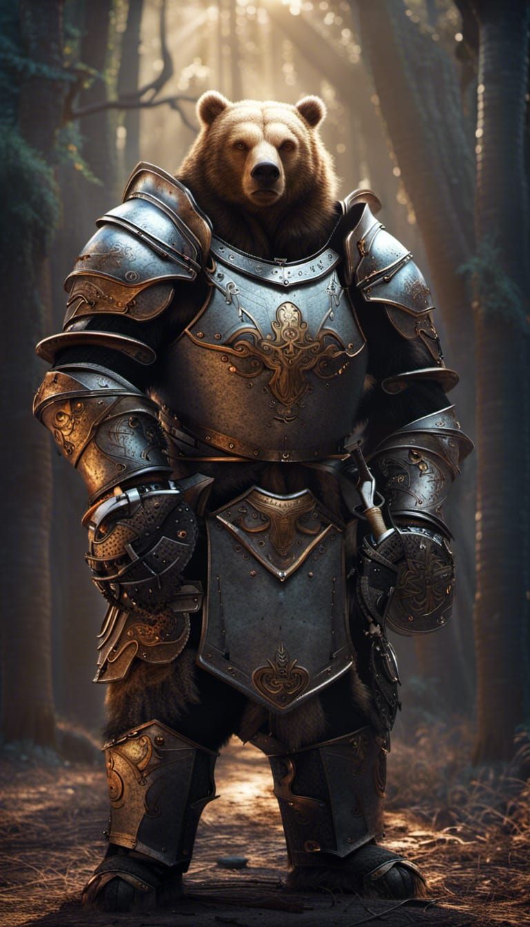 Photograph portrait of a heavy obese armored Bear Knight fantasy, 8k ...