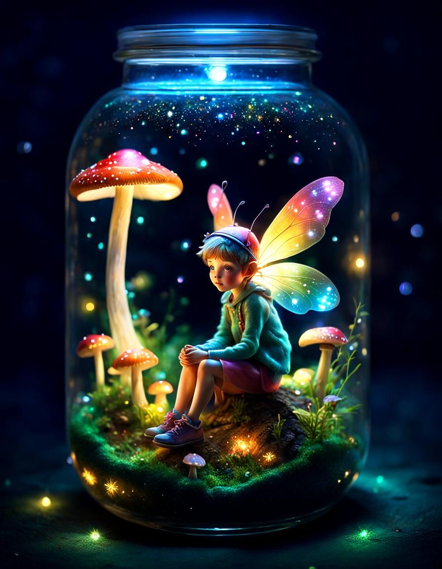 Pixie in a jar - AI Generated Artwork - NightCafe Creator