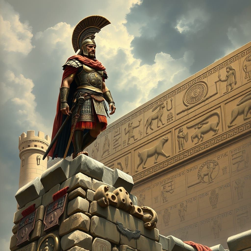 Assyrian Empire - Assyrian Warrior in Ornate Armor, Digital ...