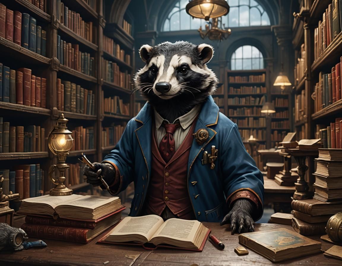 Anthropomorphic Badger librarian - AI Generated Artwork - NightCafe Creator