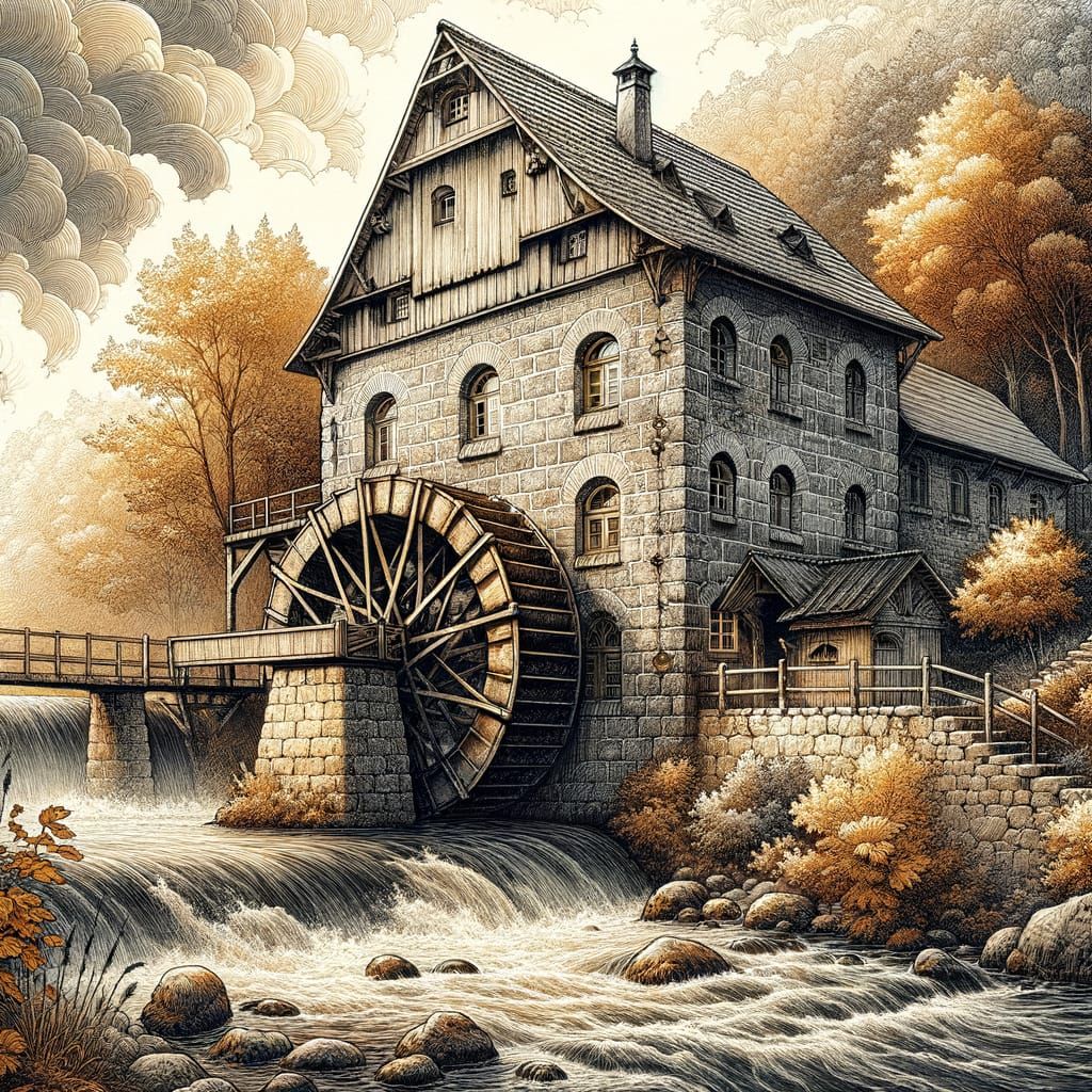A brick watermill - A brick watermill