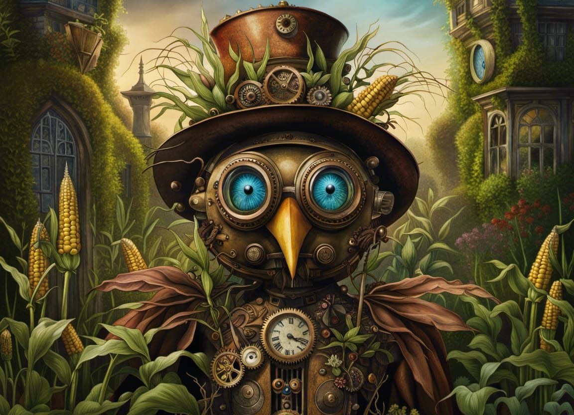 Steampunk Scarecrow - AI Generated Artwork - NightCafe Creator
