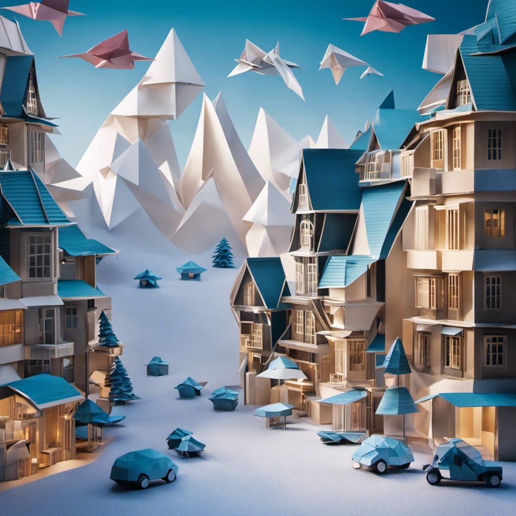 Origami Town Part 2 - AI Generated Artwork - NightCafe Creator