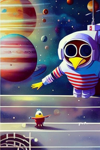 Cardinal bird in space - AI Generated Artwork - NightCafe Creator