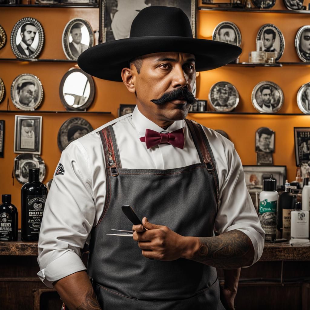 Mexican barber with FULLY BOOKED - AI Generated Artwork - NightCafe Creator