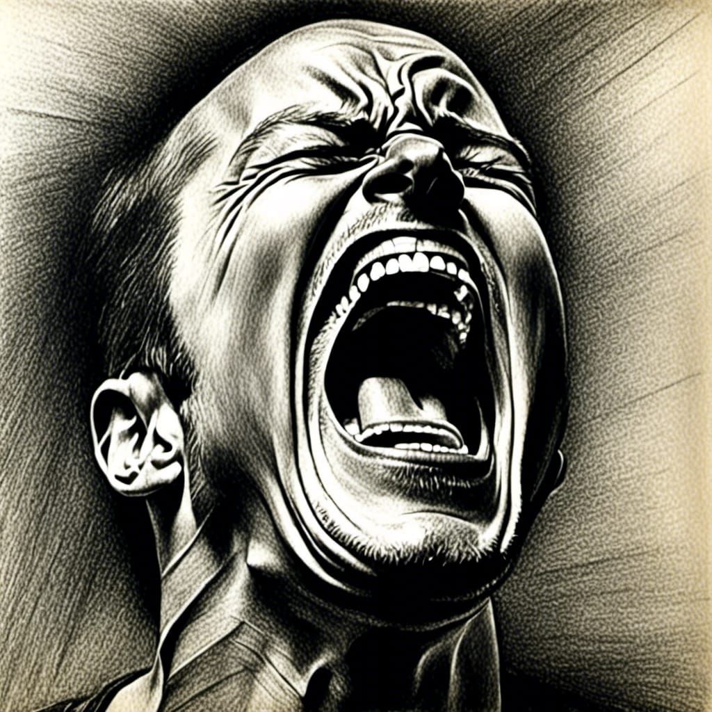 Detailed charcoal drawing of A Man Screaming (LoRA 1.0) - AI Generated ...