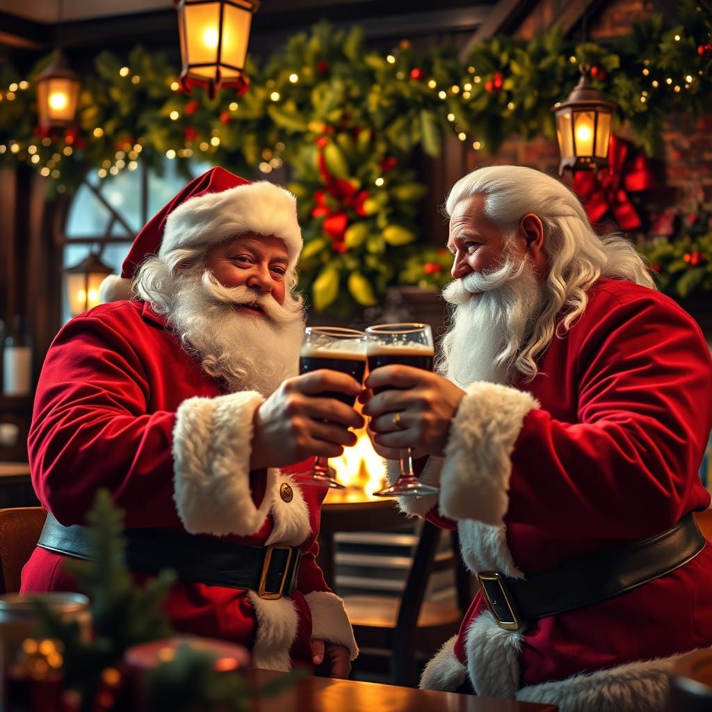 Cheers! Santa's shift change. - Santa and Jack Frost Share ...