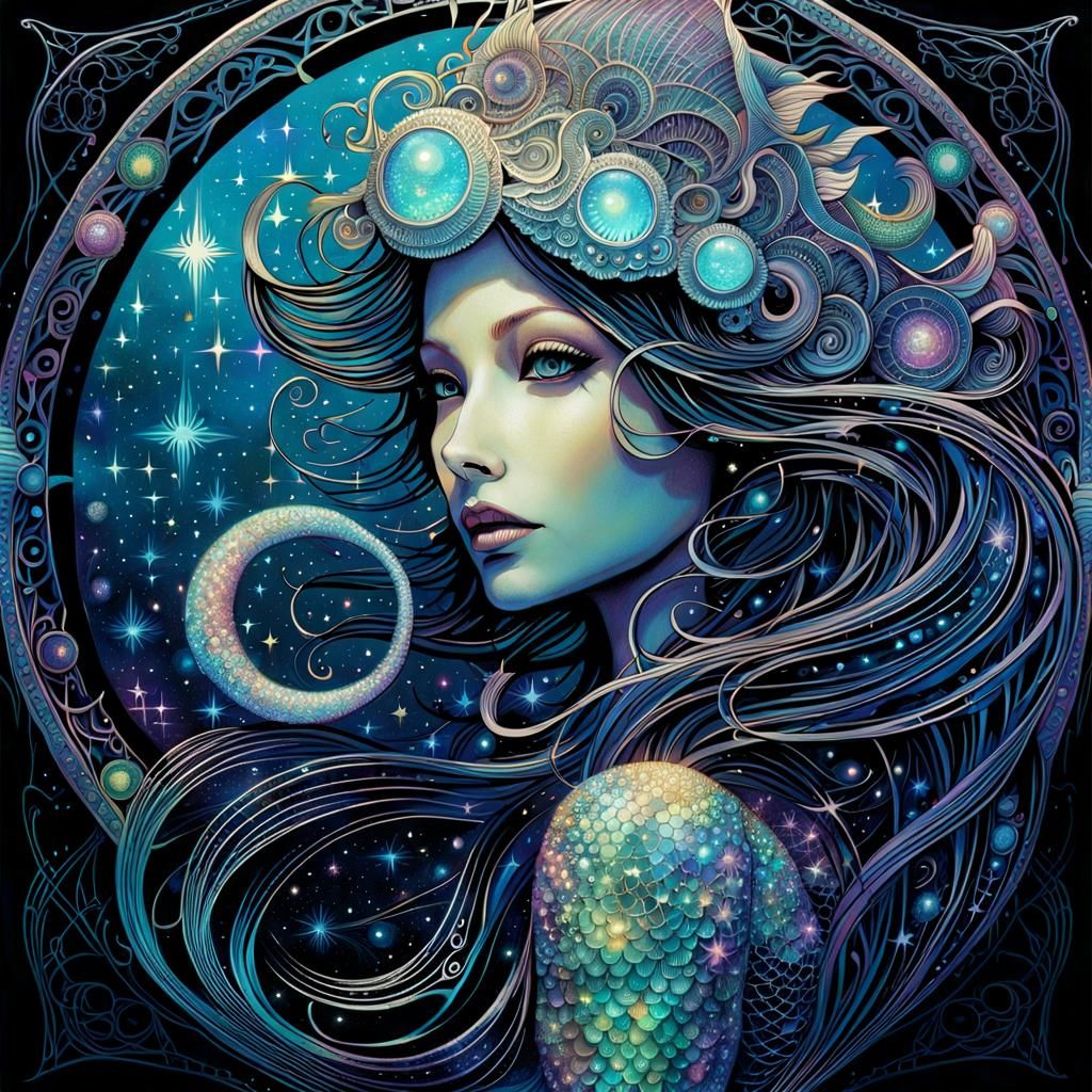 Cosmic Mermaid Goddess - AI Generated Artwork - NightCafe Creator