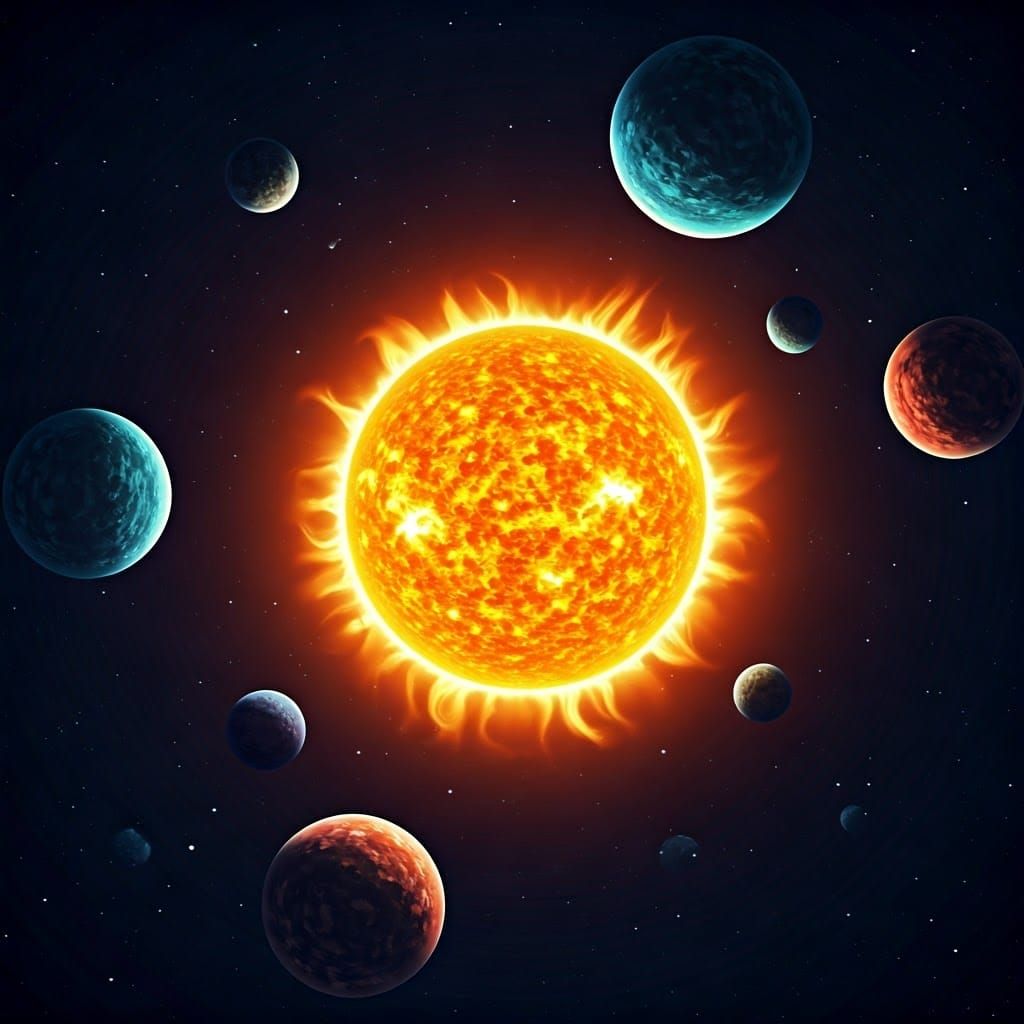 Planets rotating around the sun. - Celestial Bodies in Vibra...