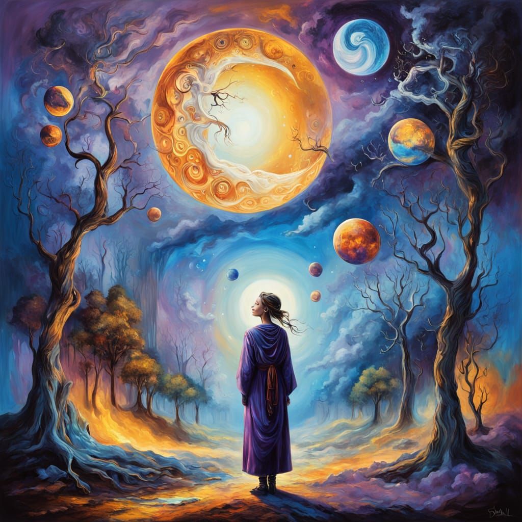 Surrealist Shaman Goddess Contemplates Celestial W... - AI Art