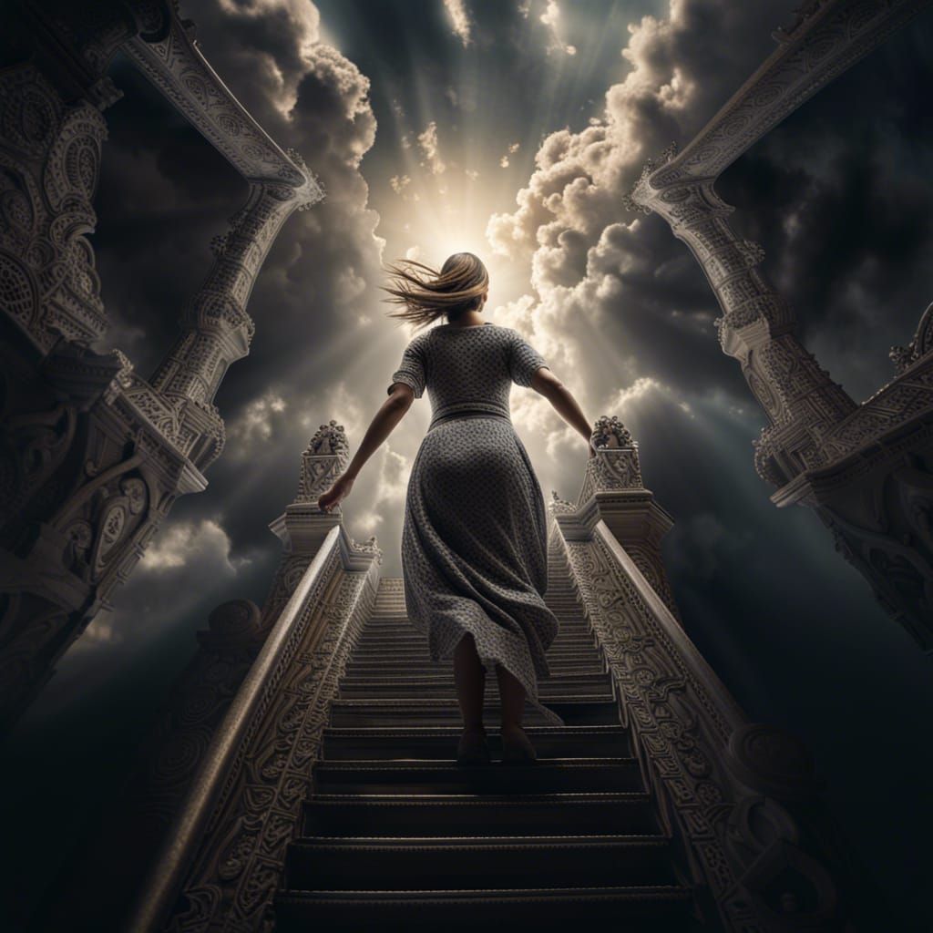 Woman ascending towards heaven - AI Generated Artwork - NightCafe Creator