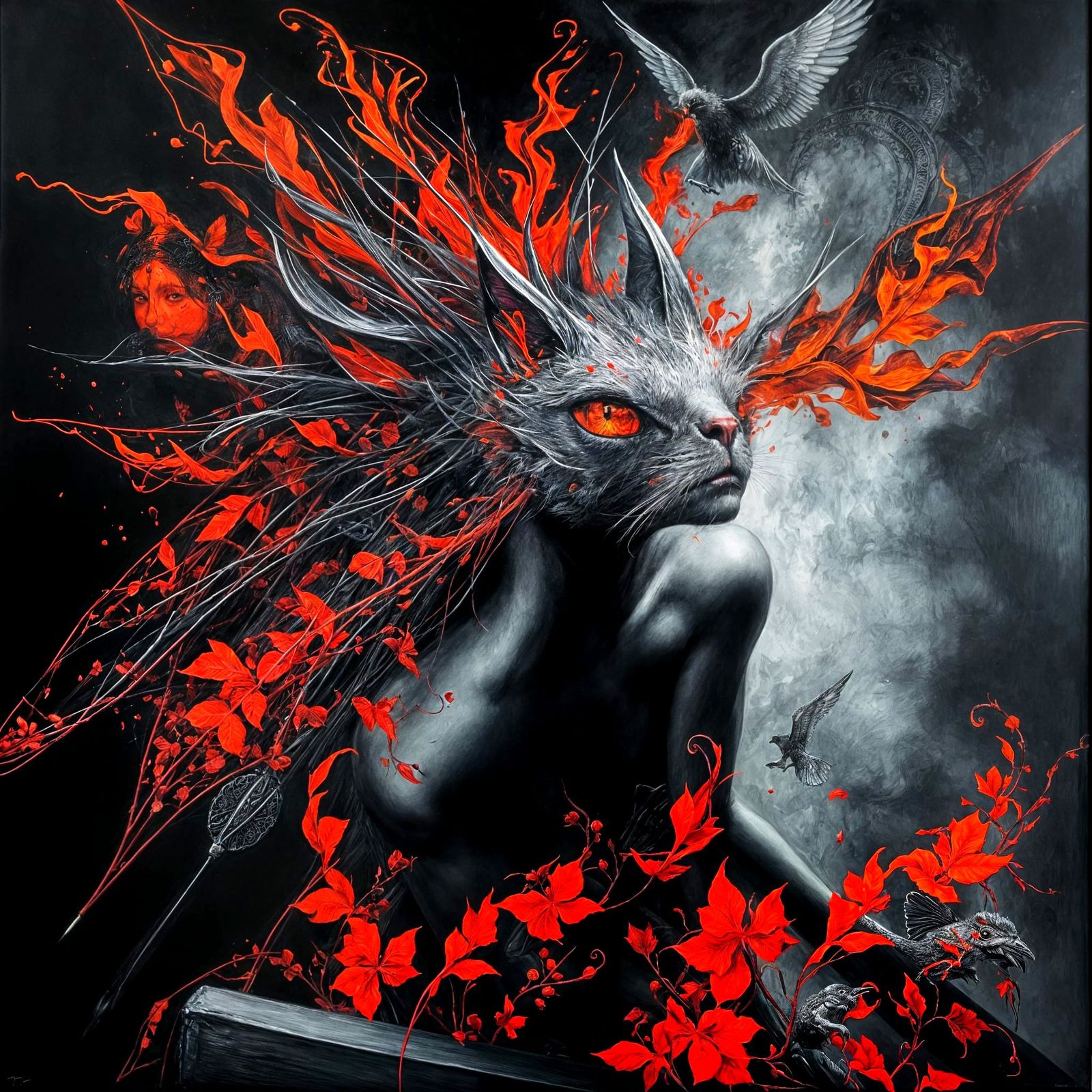 Feline Dark Fey - Dark Fey Feline in Vibrant Polychromatic M...