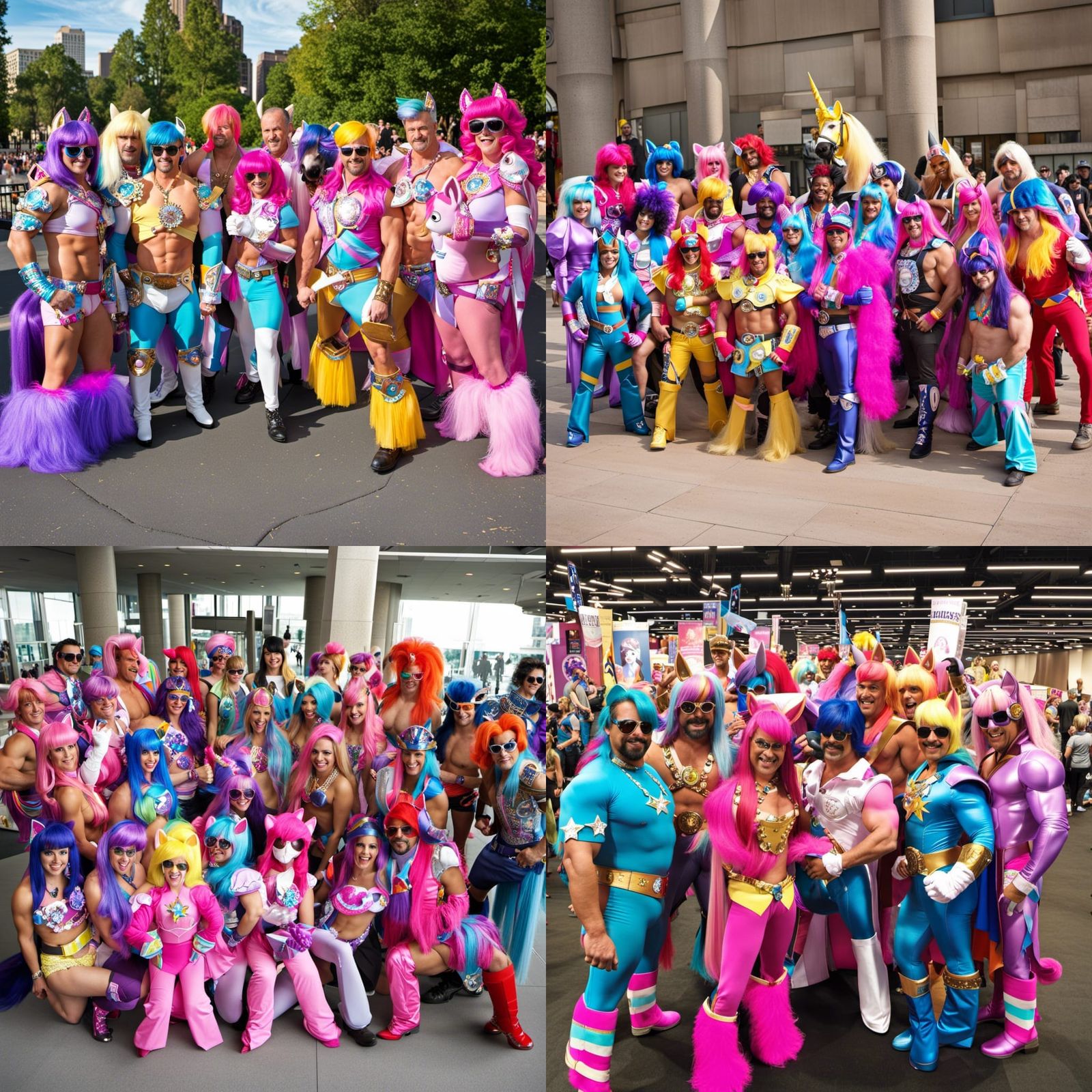 A group of big muscled macho men dressed up as my little pony fans are ...