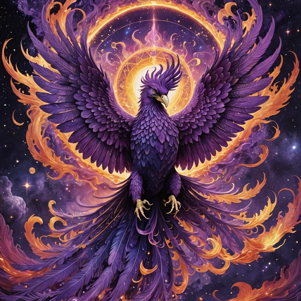 The Violet Flame Phoenix - AI Generated Artwork - NightCafe Creator