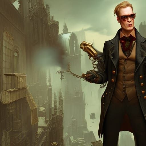 steampunk detective gothic Paul Bettany - AI Generated Artwork ...