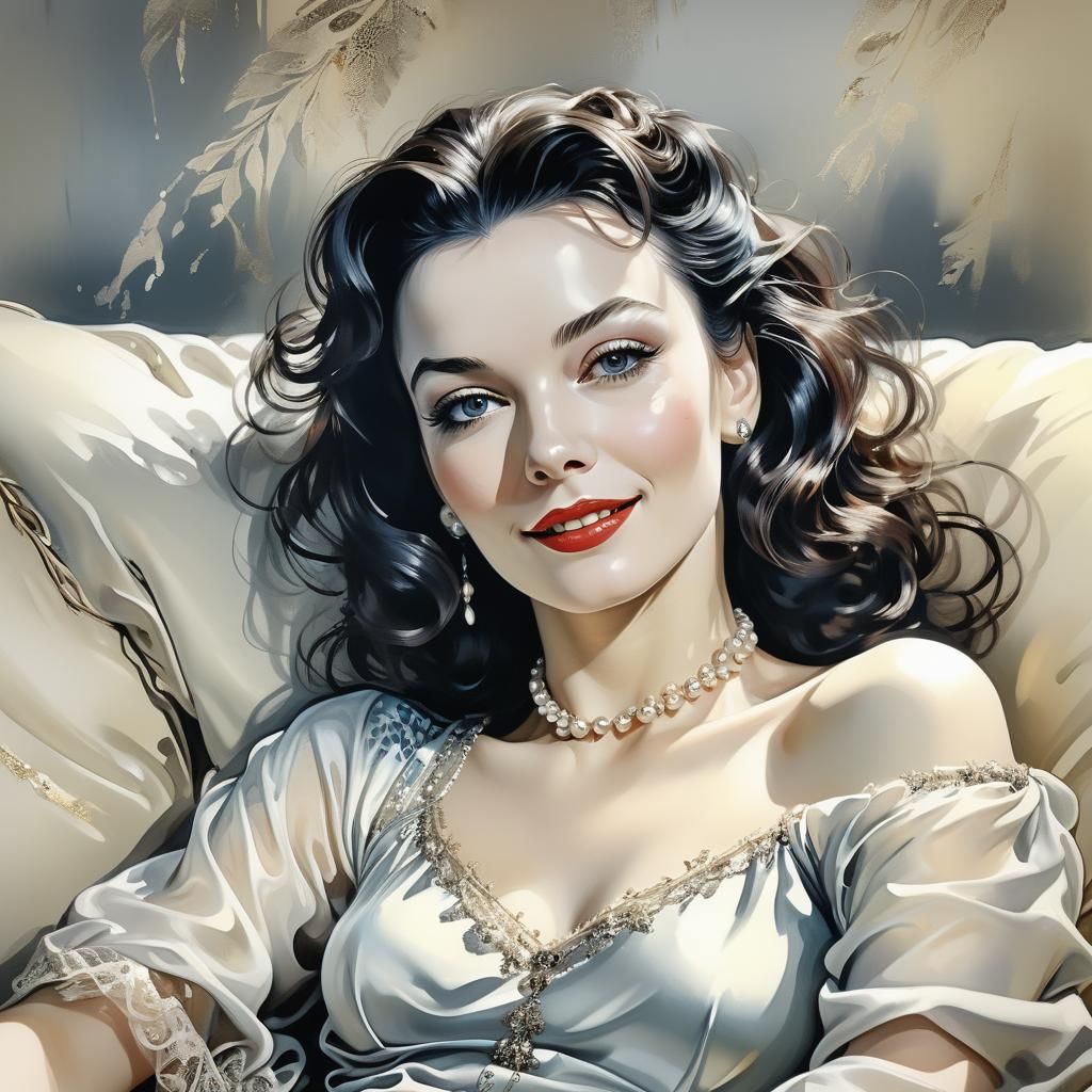 Glamorous Young Lady in Hyper Realistic Inking Sty... - AI Art