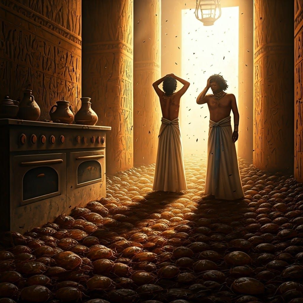 Ancient Egyptian City Overrun by Lice in a Dark, E... - AI Art
