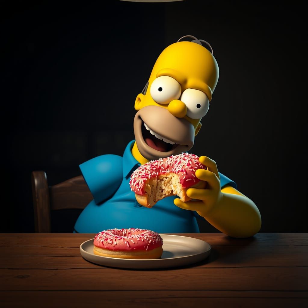 Homer Simpson eating a donut - Homer Simpson in Moody Donut ...