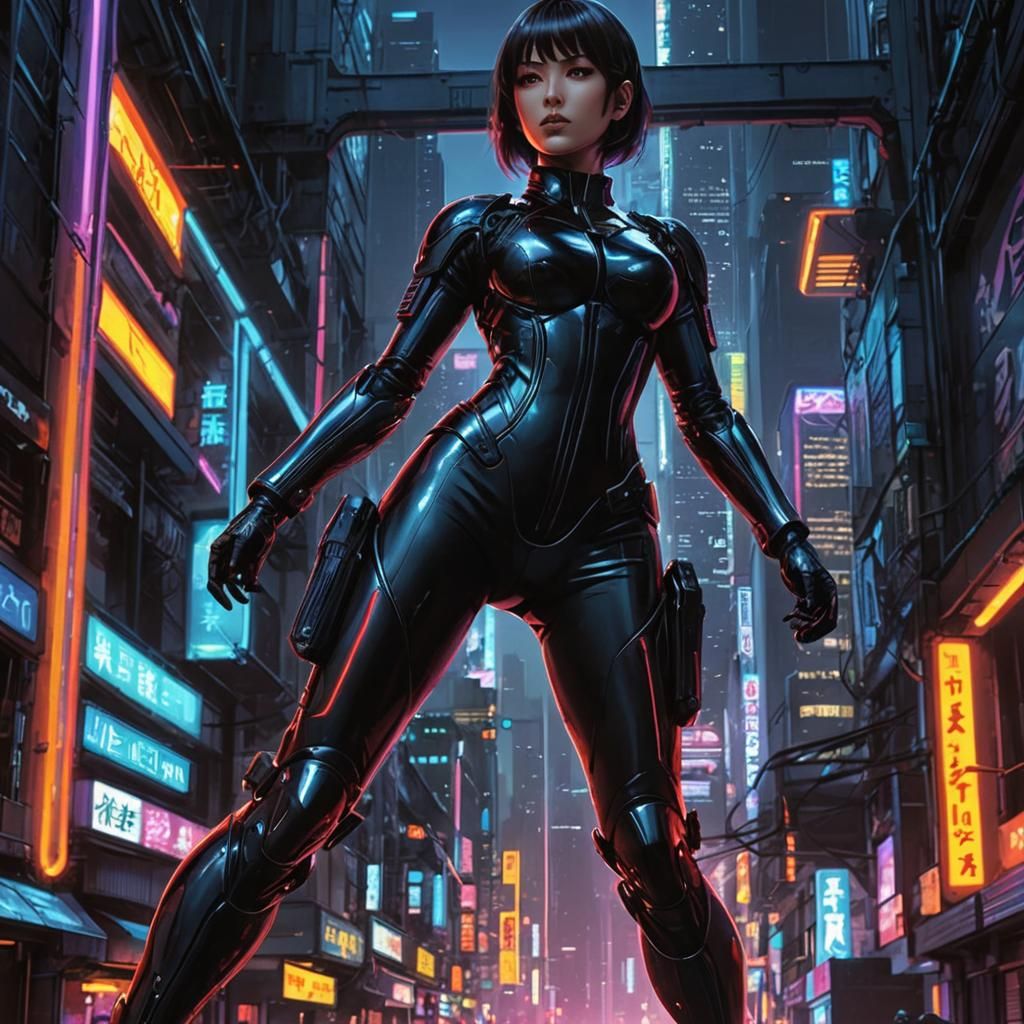 Hard suit - Sleek Female Operative in Anime-Inspired Hard Su...
