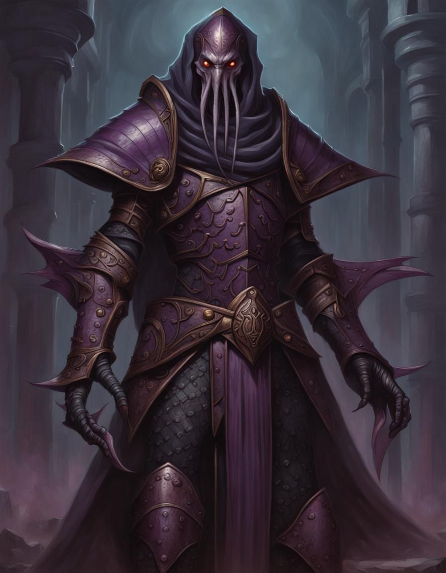 D&D illithid in leather armor - AI Generated Artwork - NightCafe Creator