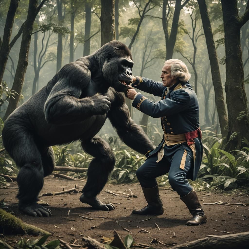 George Washington fighting a gorilla - AI Generated Artwork - NightCafe ...