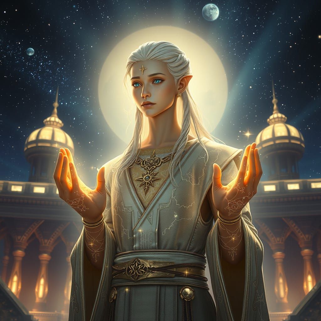 Ethereal High Priest Surilaron in Ayleid Temple wi... - AI Art