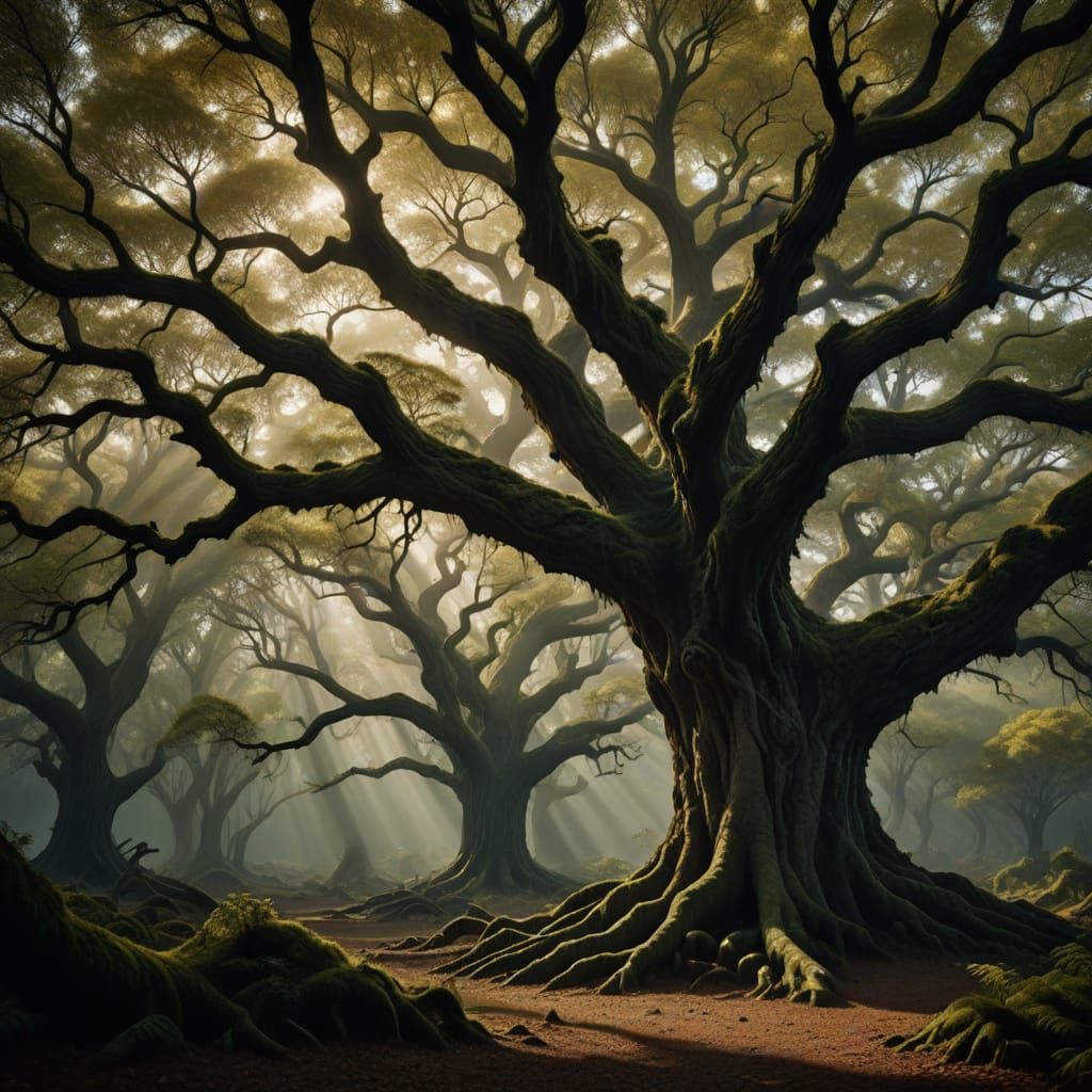 Majestic Tree in Stunning Natural Geometry - AI Art