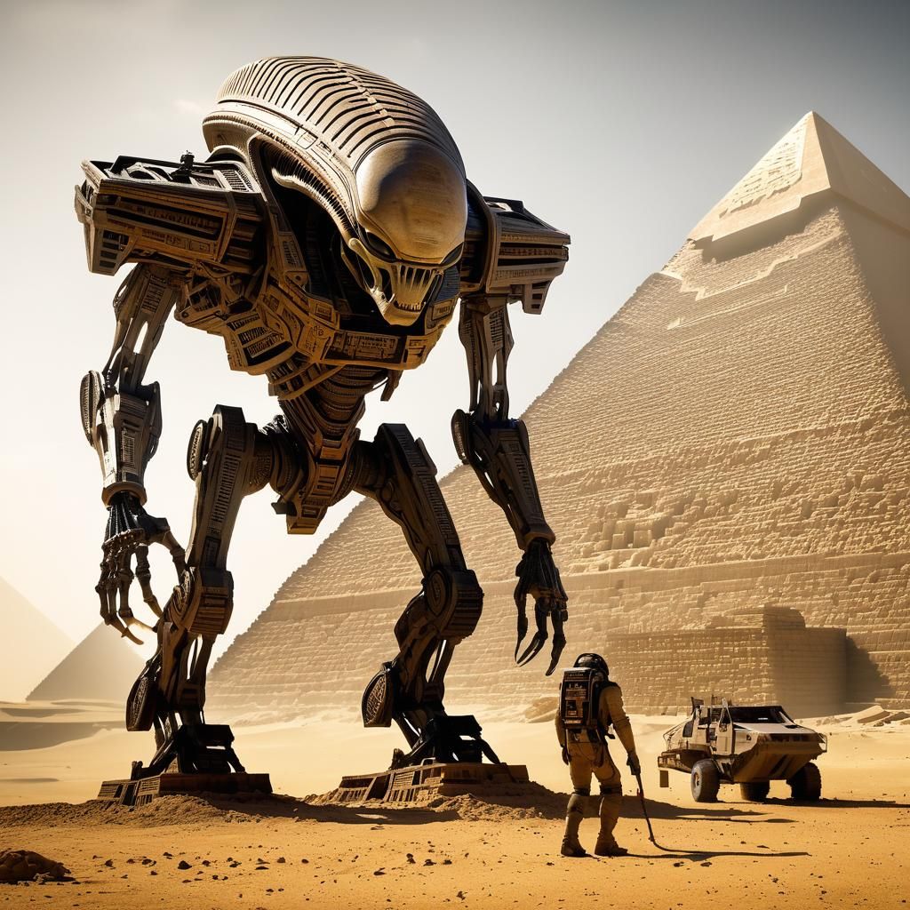 (Alien figured mech helping build the pyramids: 1.3) Cinematography by ...