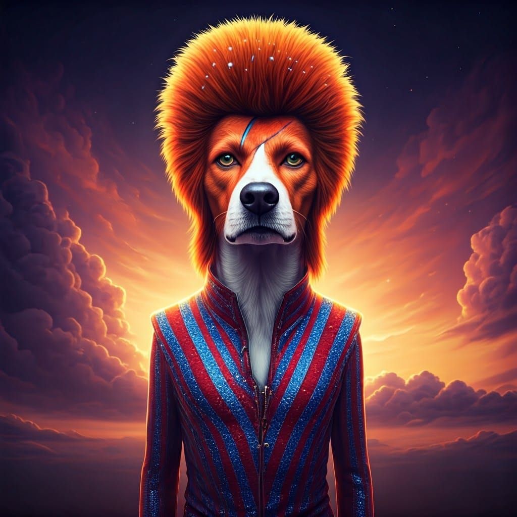 David Bow-wow - Glam Rock Dog in Psychedelic Dreamscape