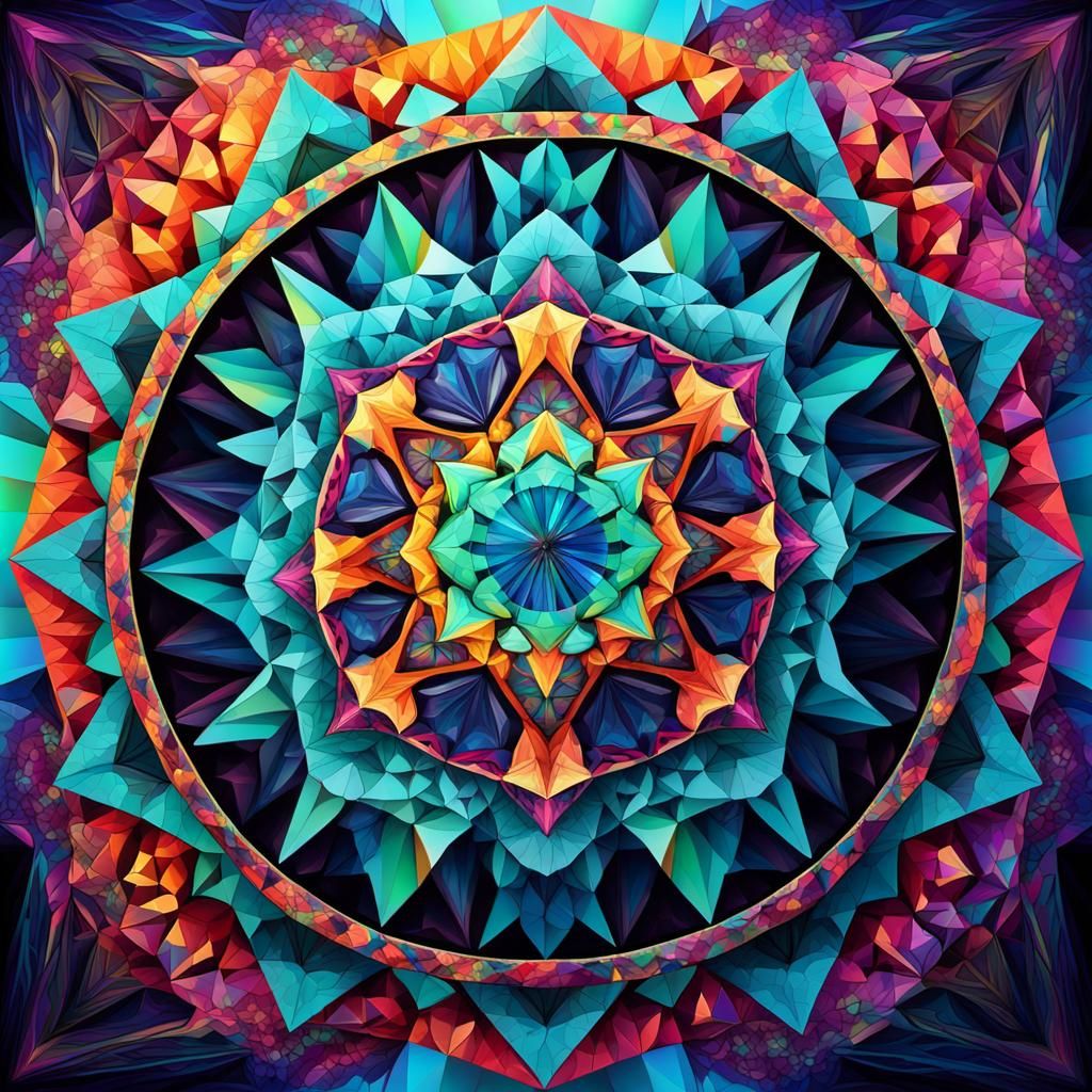 Raised polygon Mandala - AI Generated Artwork - NightCafe Creator