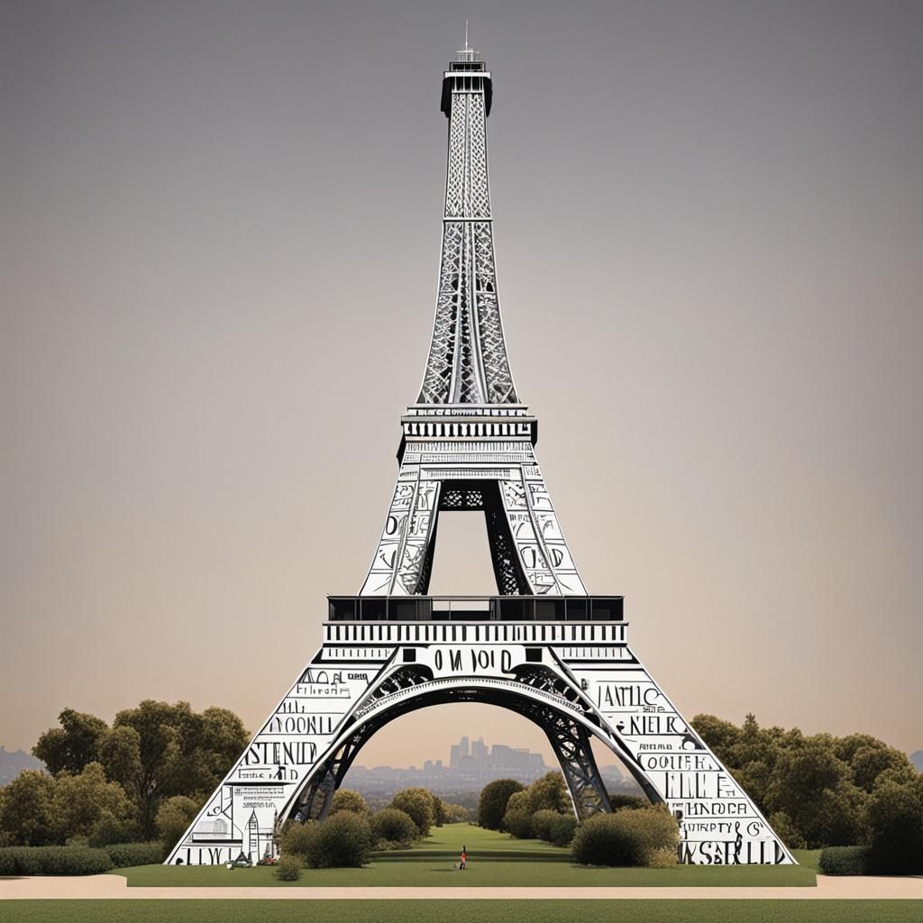 Eiffel tower with words - AI Generated Artwork - NightCafe Creator
