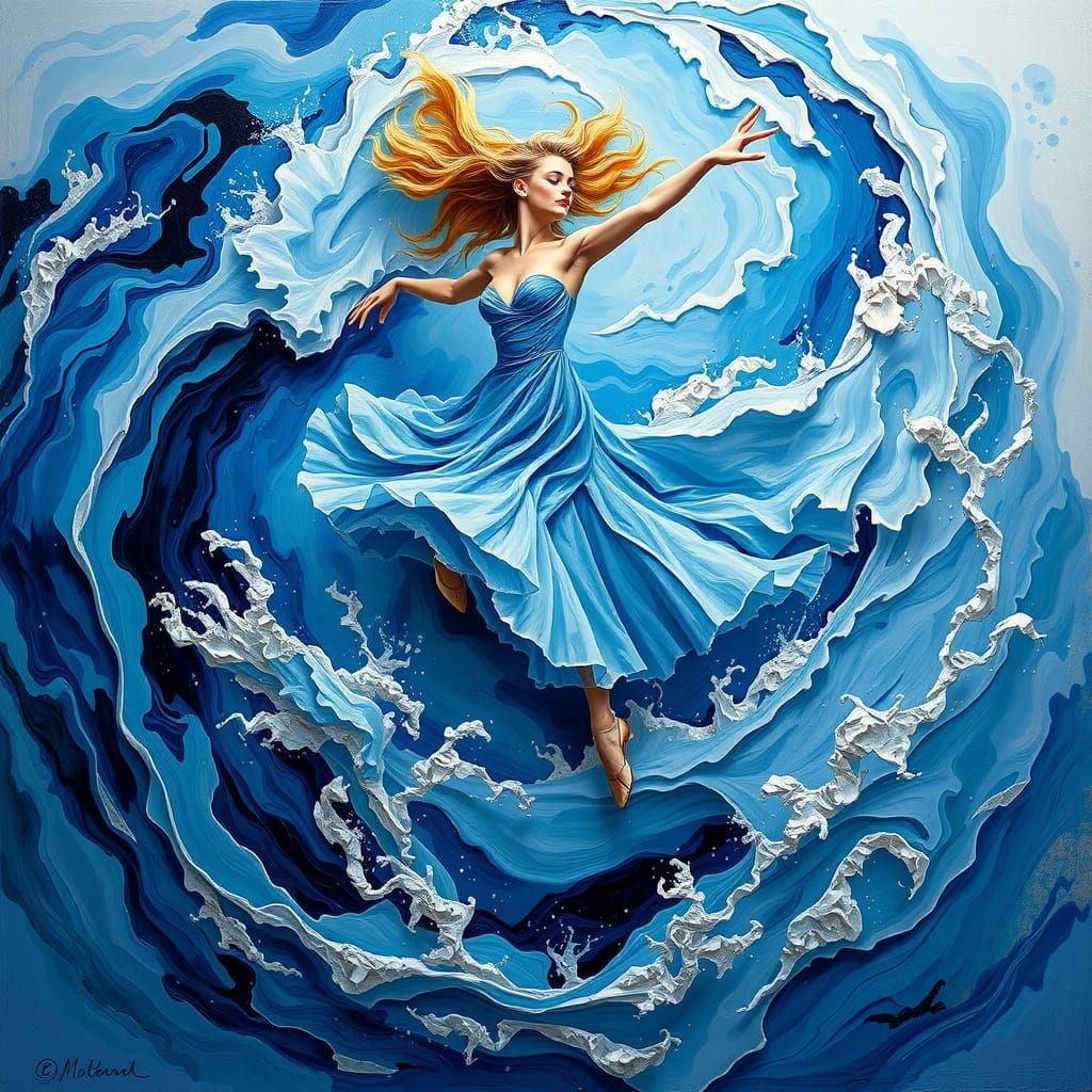 Water Dance - Ethereal Waltz Dancer in Oceanic Splendor