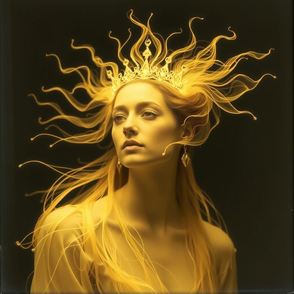 Majestic Ethereal Portrait in Golden Hues - AI Art
