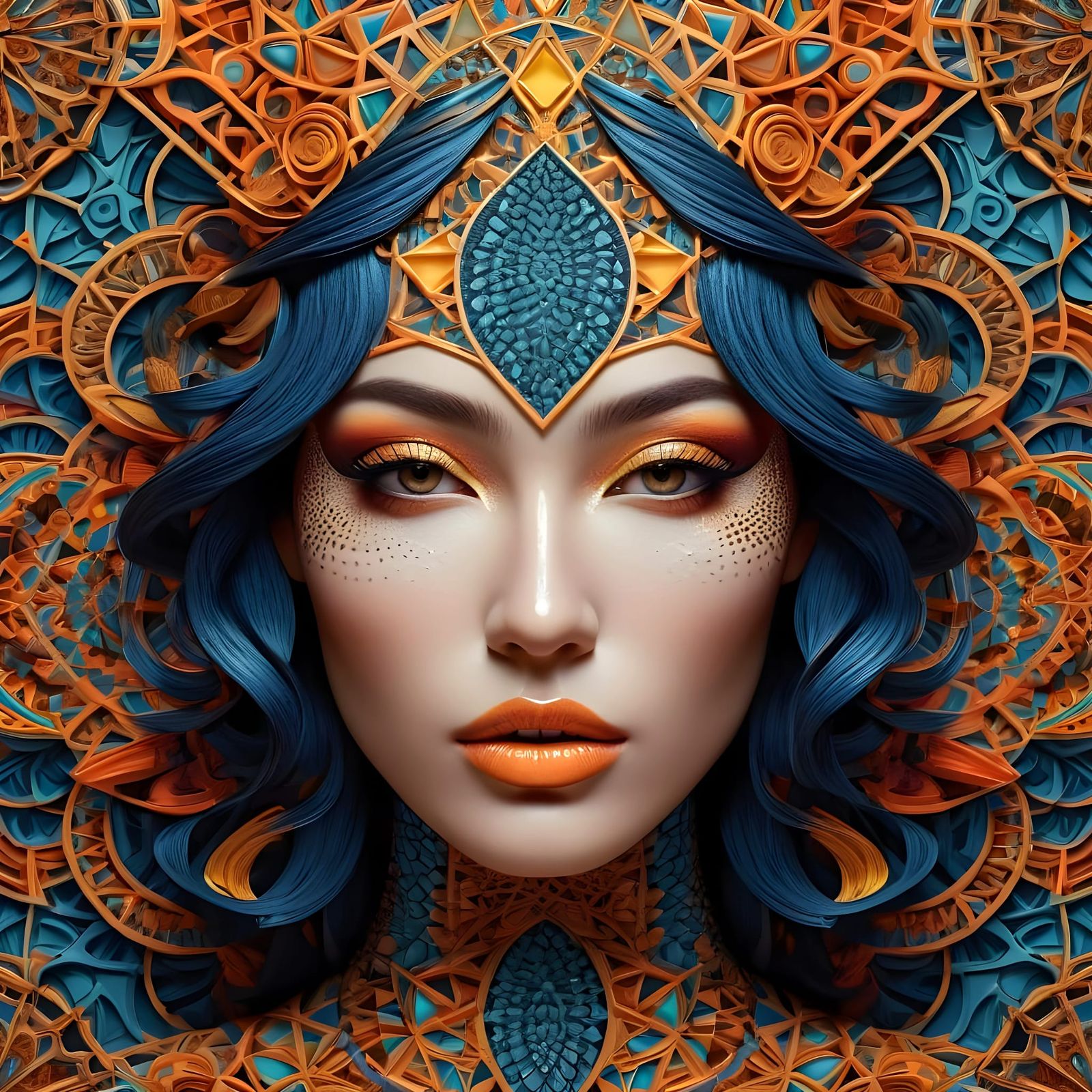 Stunning Pointillist Portrait of Exotic Beauty - AI Art