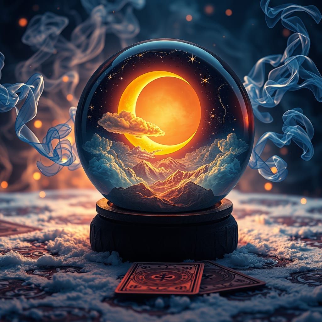 Elegant Crystal Ball Scene in Vibrant Colors and I... - AI Art