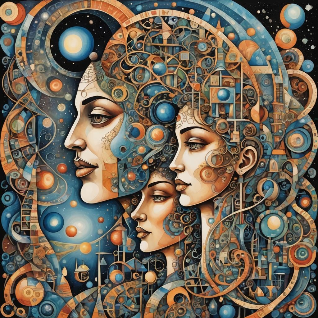 Surreal Cubist Dreamscape cosmic DNA zentangles depicting unviversal ...