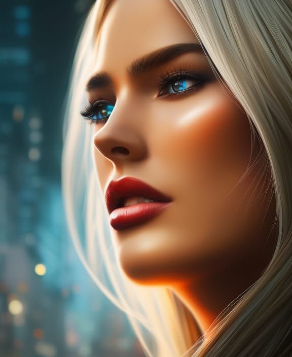 A beautiful young blonde woman with stunning eyes - AI Generated ...