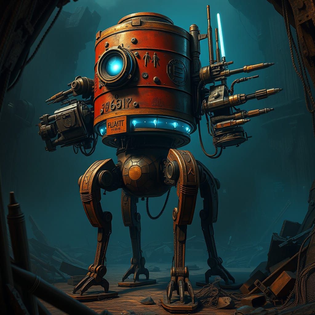 Ancient Rakatan Droid in Dark, Biomechanical Style - AI Art