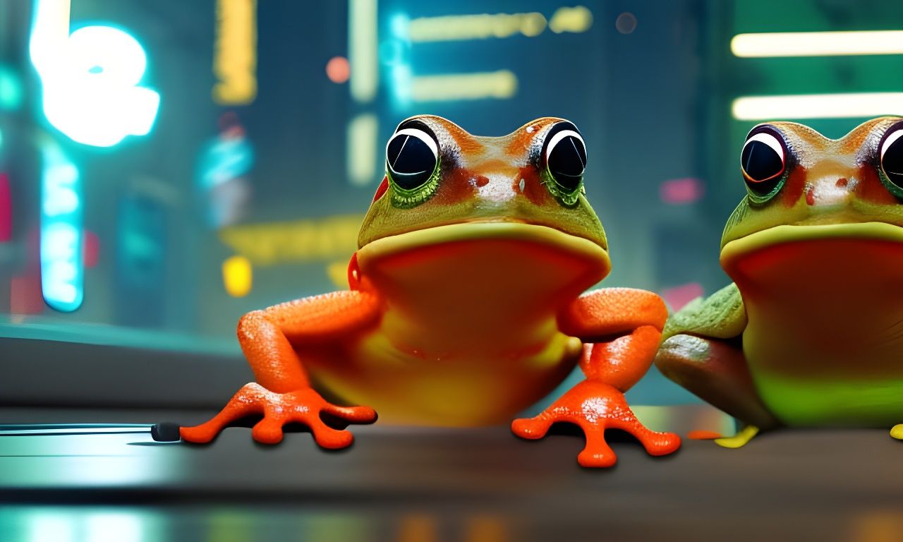 Frogs in City of Lights - AI Generated Artwork - NightCafe Creator